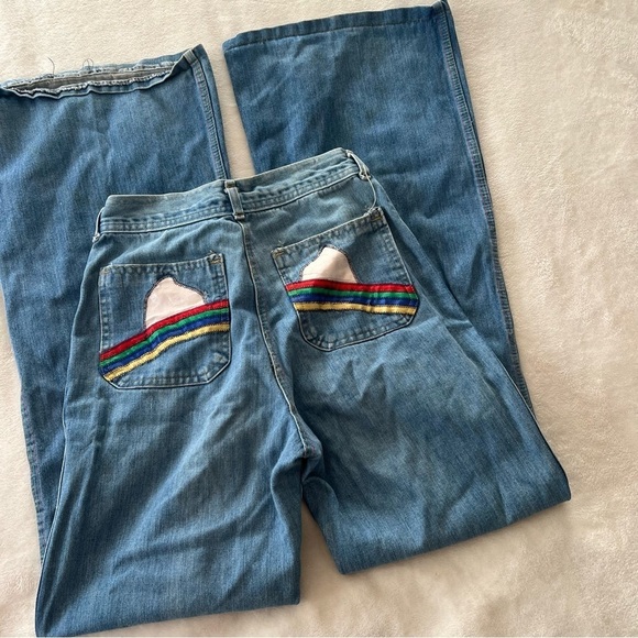 Vintage | Jeans | Vintage 97s High Waisted Rainbow Pocket Flare Bottom Jeans | Poshmark
